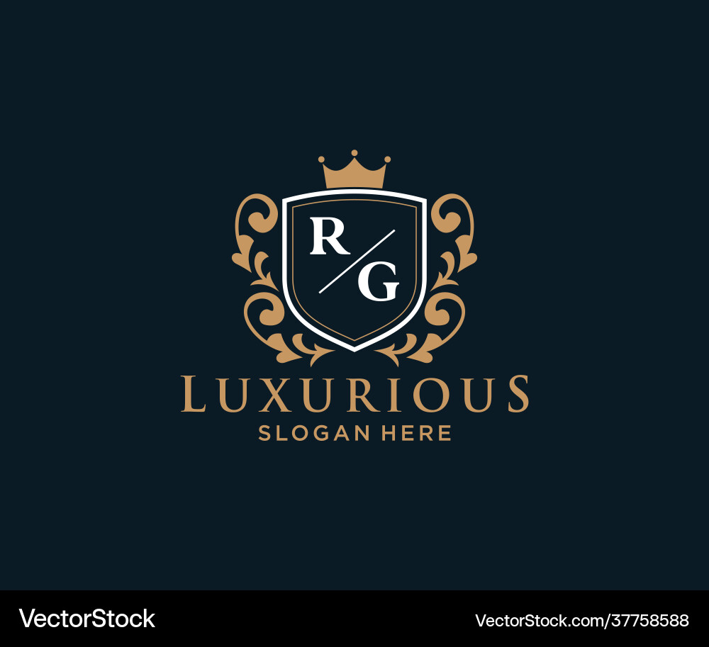 Initial rg letter royal luxury logo template Vector Image