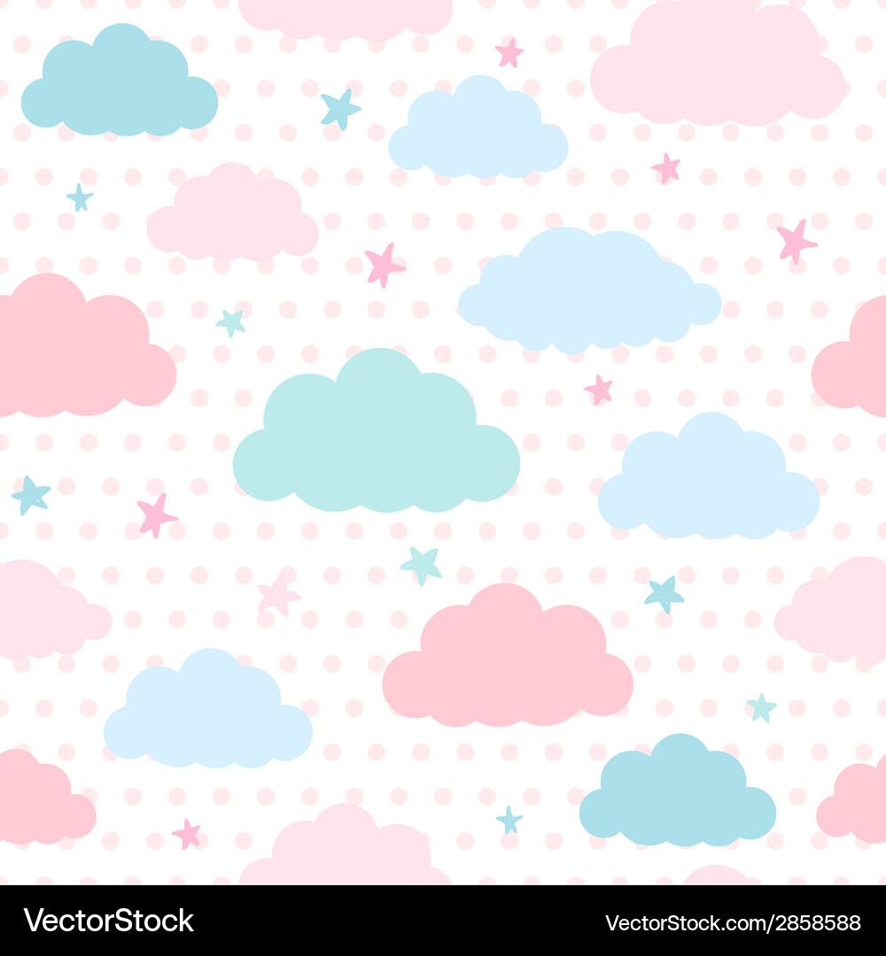 Kids background with clouds and stars Royalty Free Vector