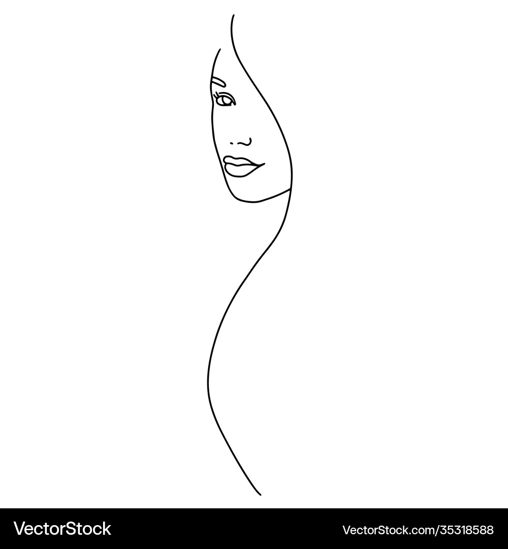 Line drawing a beautiful woman Royalty Free Vector Image