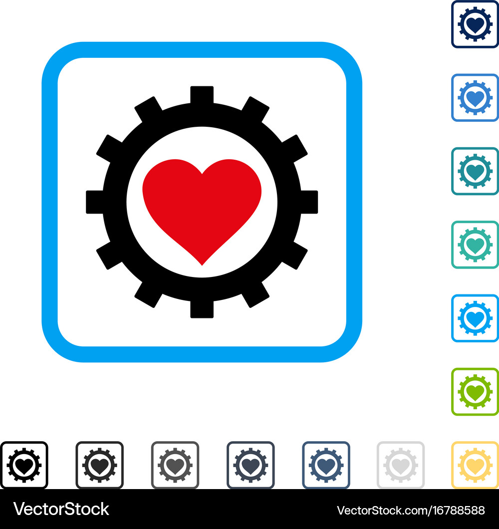 Love heart options gear framed icon Royalty Free Vector