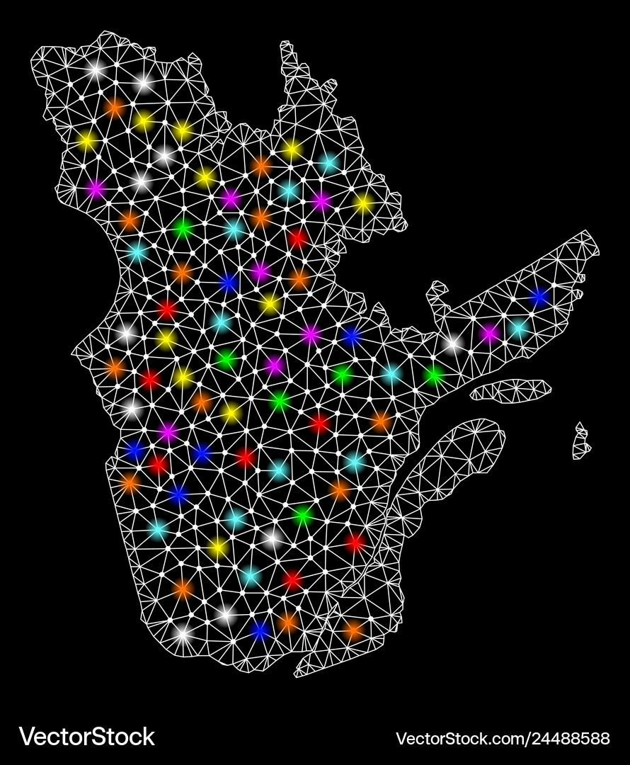 Mesh 2d map of quebec province with bright light Vector Image