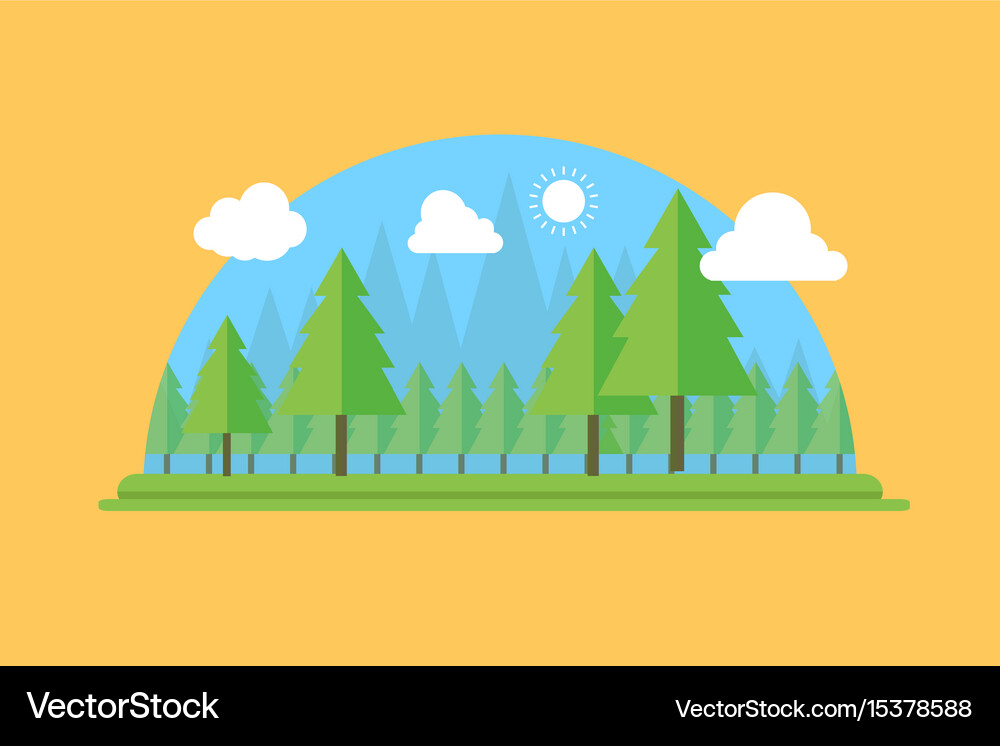 Natural landscape in flat style a beautiful Vector Image