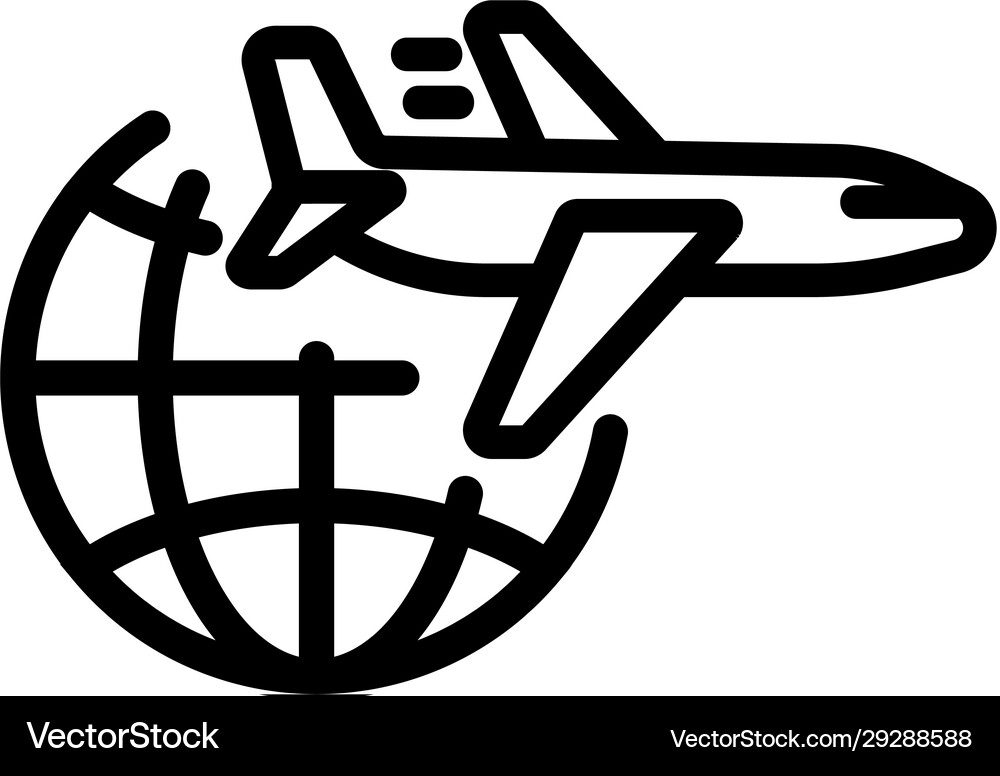 Plane planet icon isolated contour symbol Vector Image