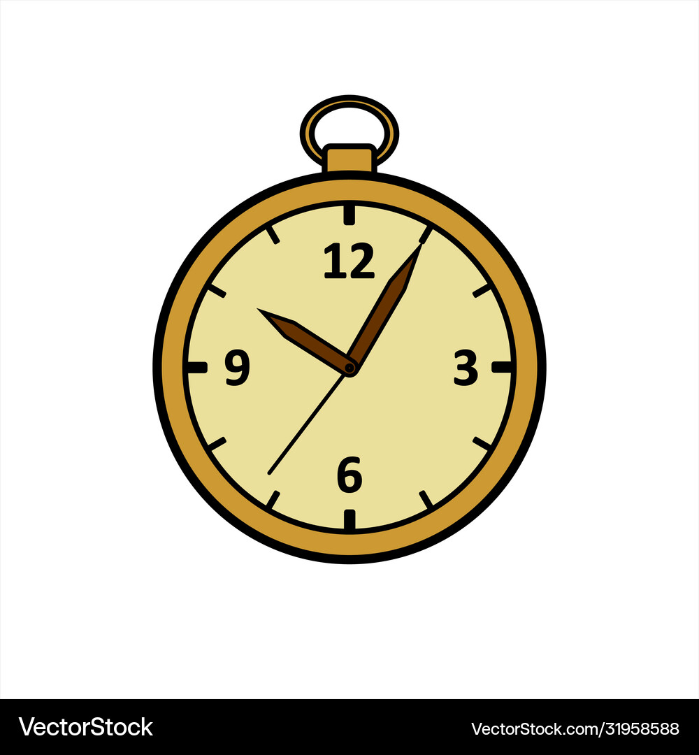 Round clock gold vintage antique clock Royalty Free Vector