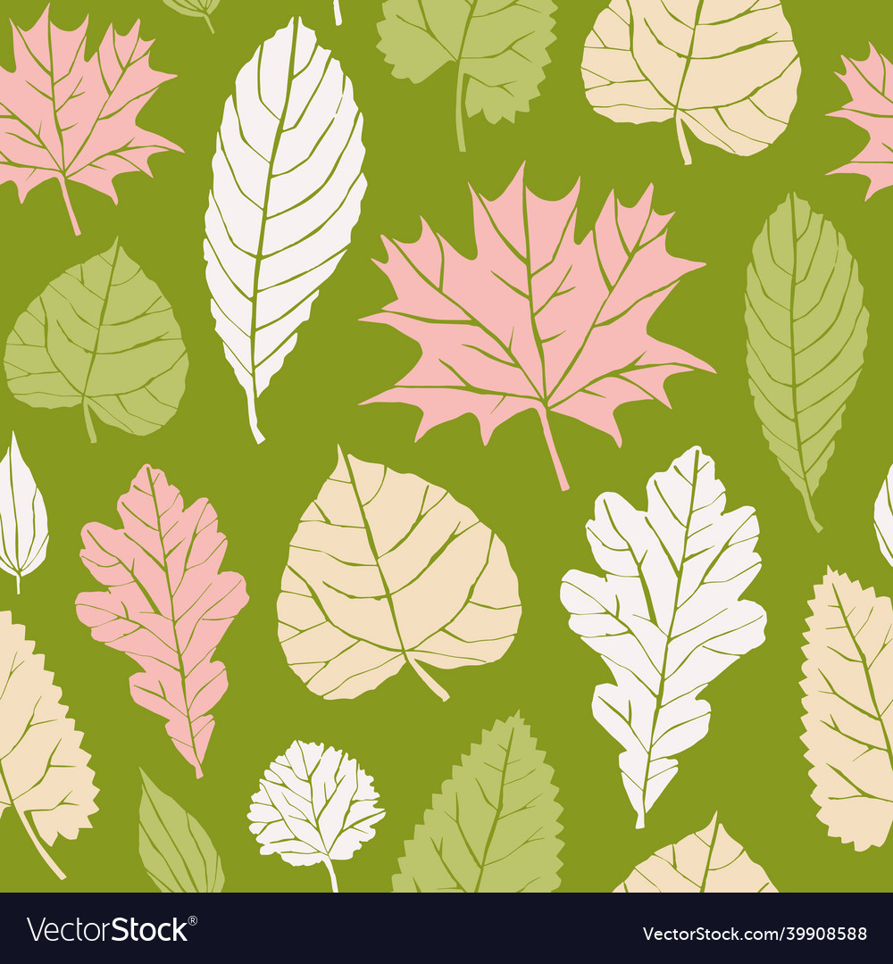 Seamless pattern with tree leaf silhouettes Vector Image