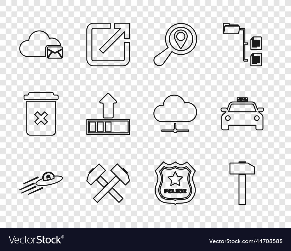 Set line ufo flying spaceship and alien hammer Vector Image Set line ufo flying spaceship and alien hammer Vector Image