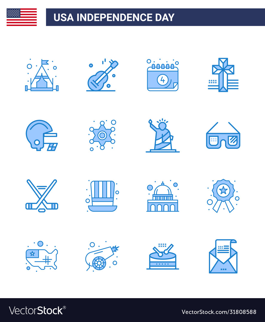 Stock icon pack american day 16 line signs and Vector Image