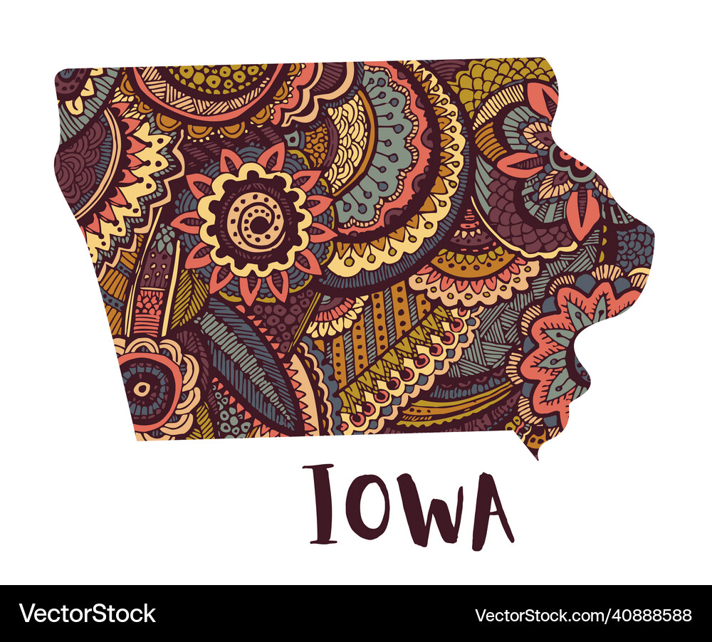 Stylized map of the state iowa Royalty Free Vector Image