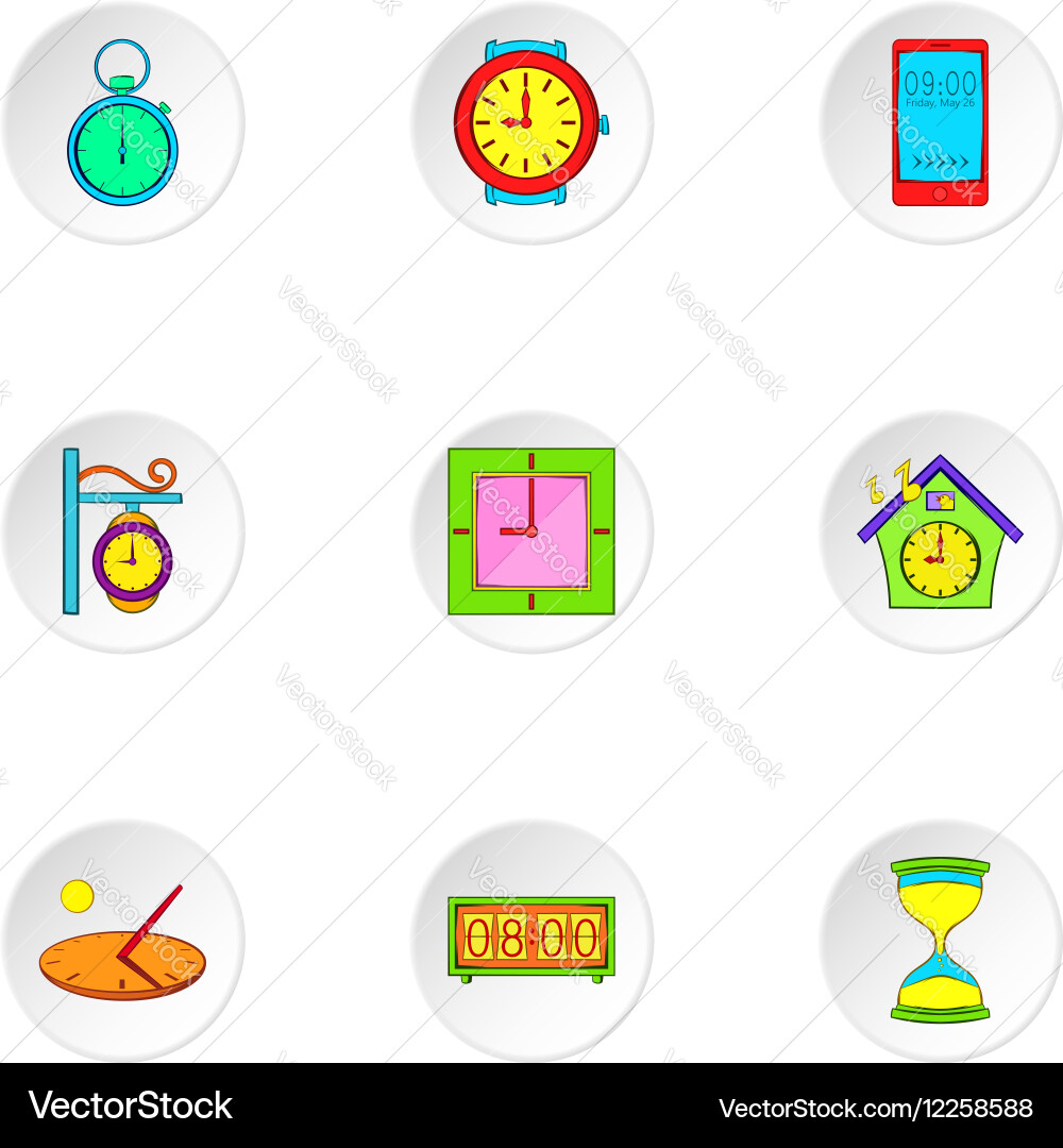 Watch icons set cartoon style Royalty Free Vector Image