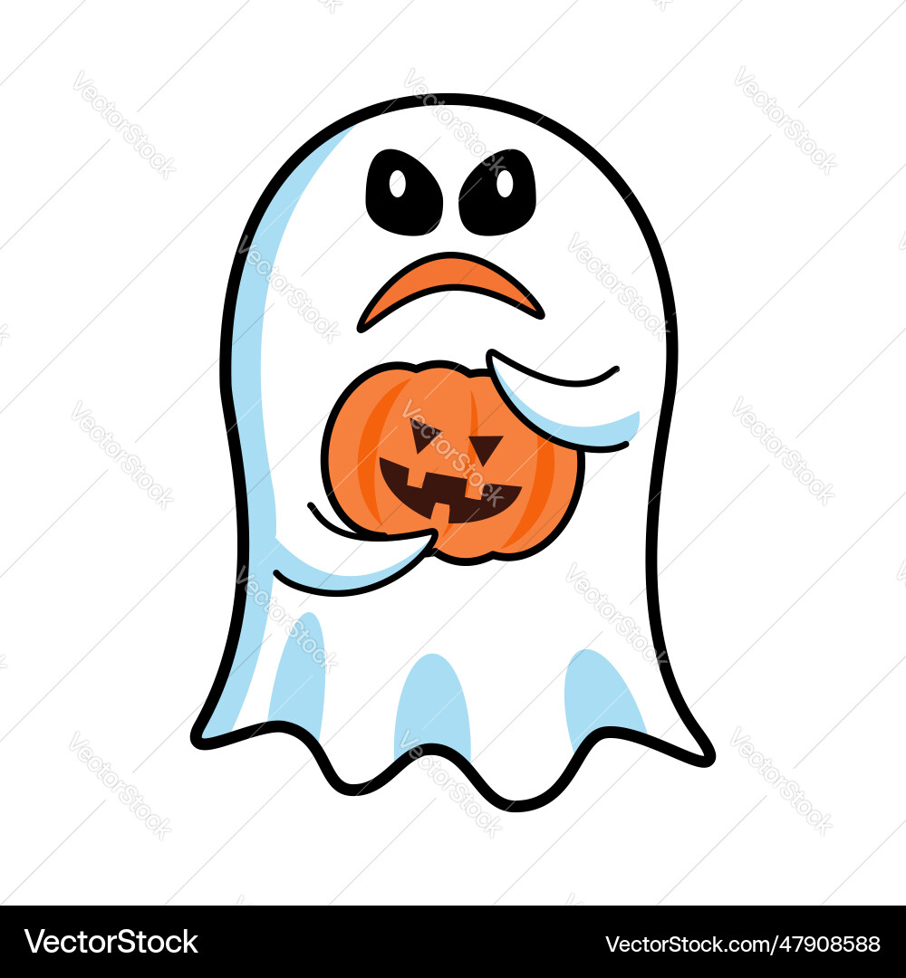 White cloth ghost halloween cartoon characters Vector Image