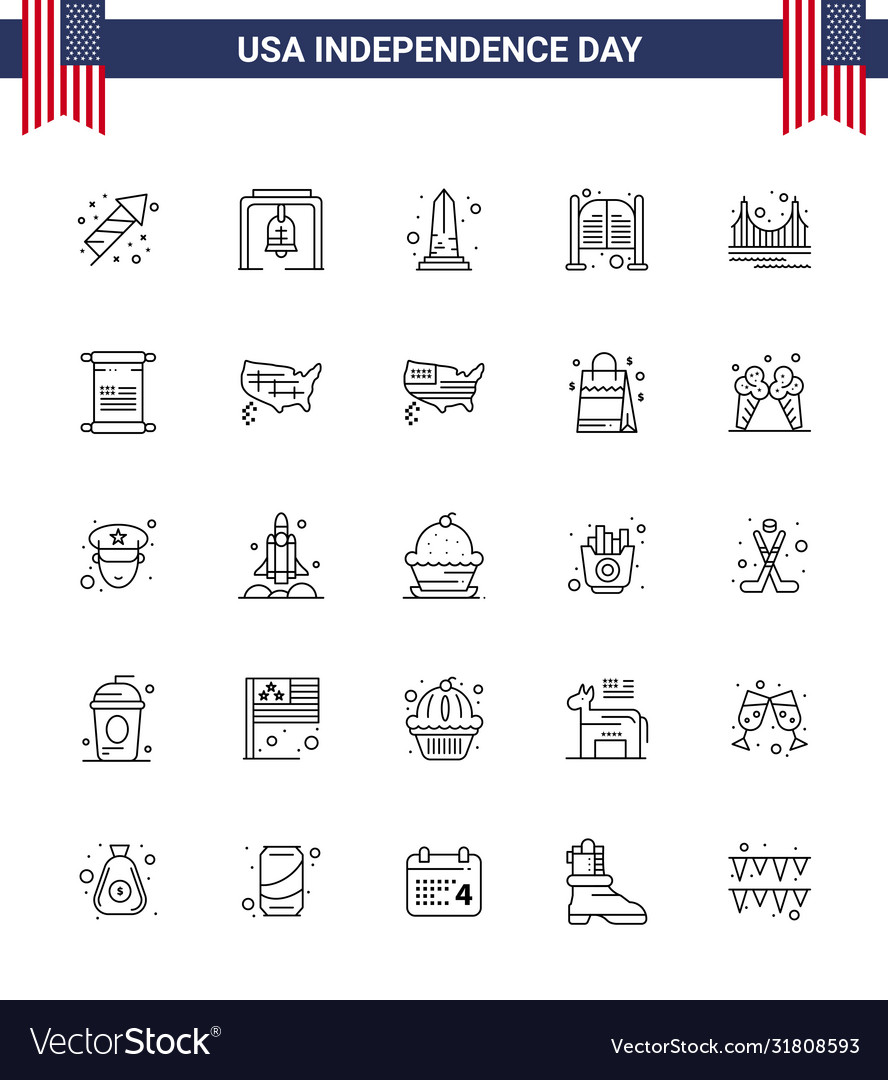 4th july usa happy independence day icon symbols Vector Image