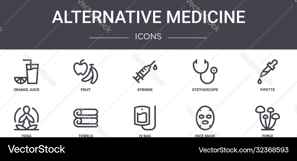 Alternative medicine concept line icons set Vector Image