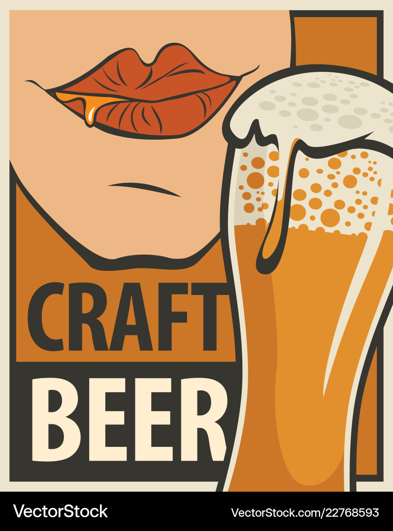 Banner for craft beer with glass beer Royalty Free Vector
