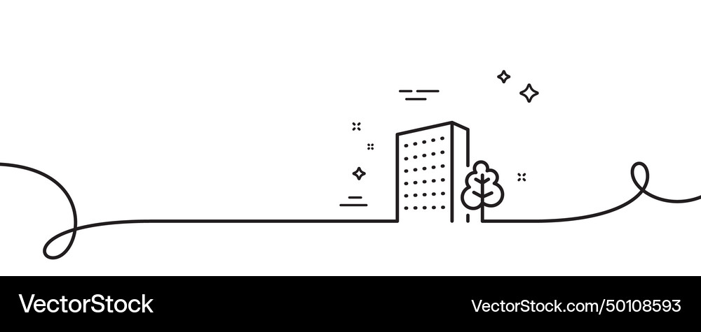 Buildings line icon city architecture with tree Vector Image