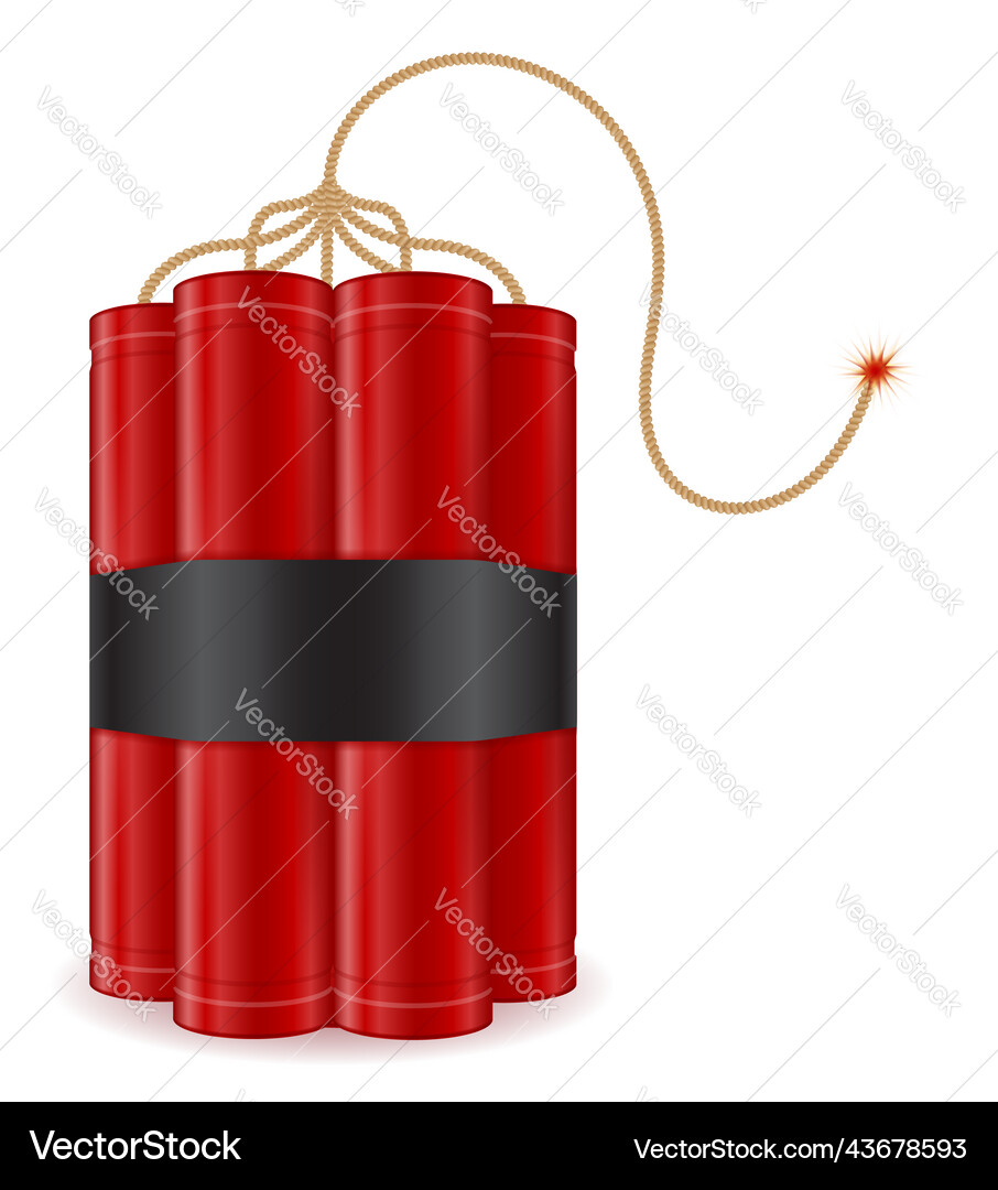 Dynamite red stick with bickford fuse stock Vector Image