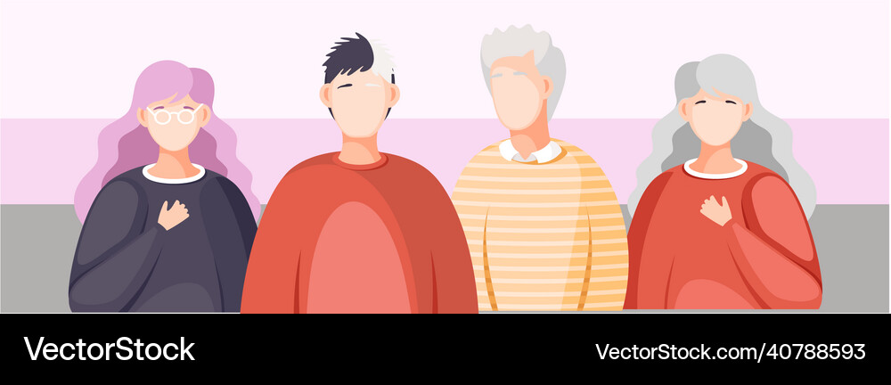 Group of people standing together community Vector Image