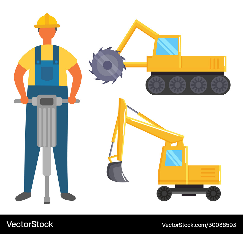 Mining industry vehicles and equipment for bore Vector Image