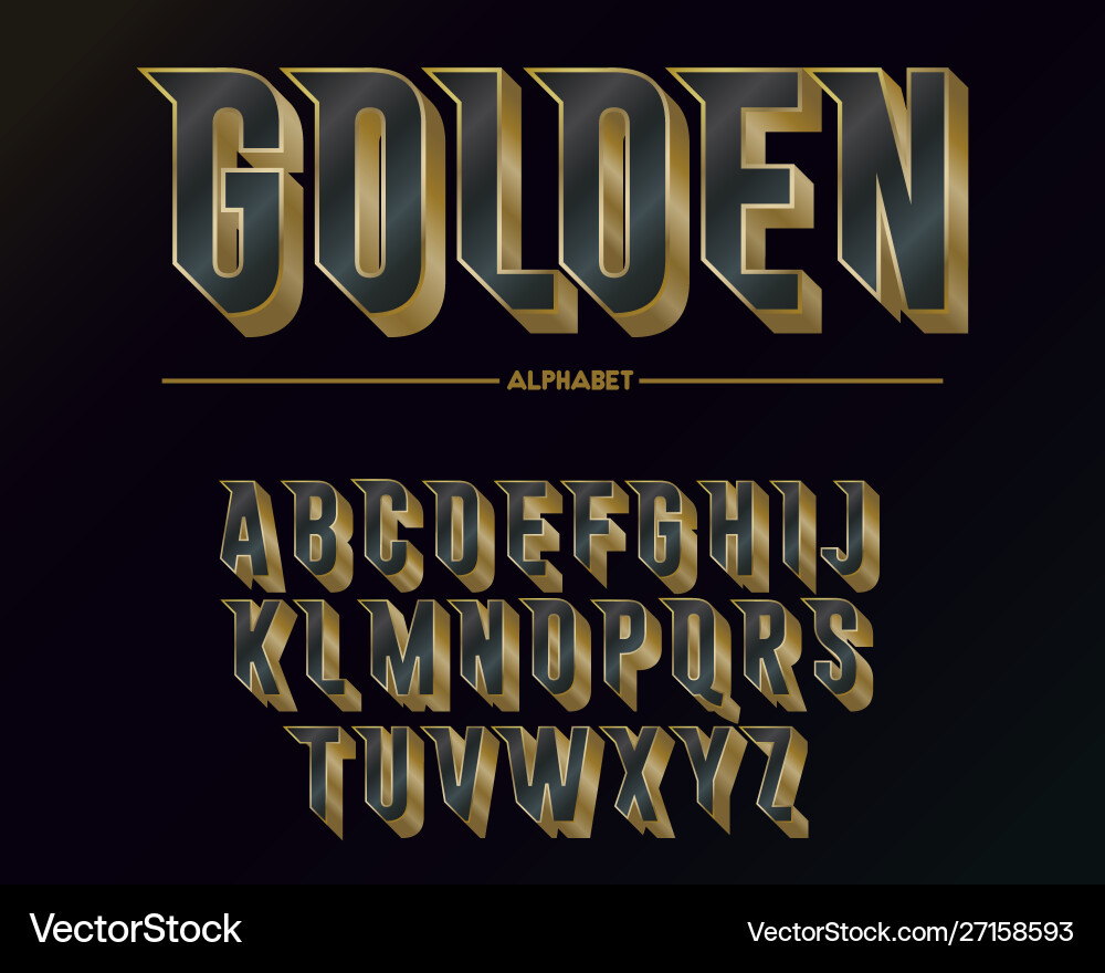Modern elegant golden font and alphabet abc Vector Image
