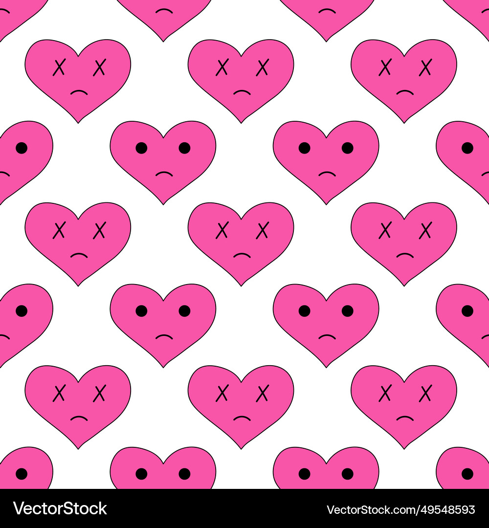 Pattern with hearts of sadness in emo style y2k Vector Image