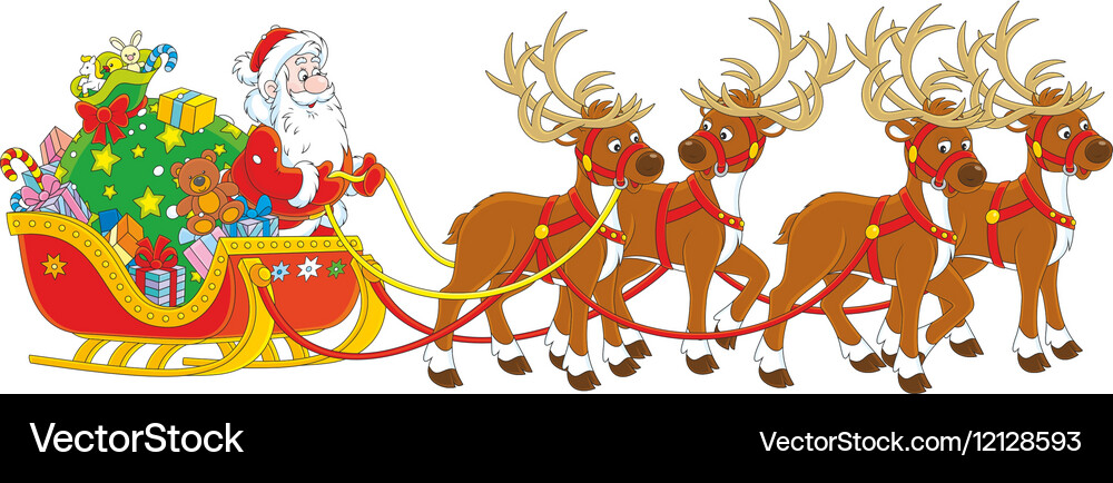Santa with gifts in his sledge Royalty Free Vector Image