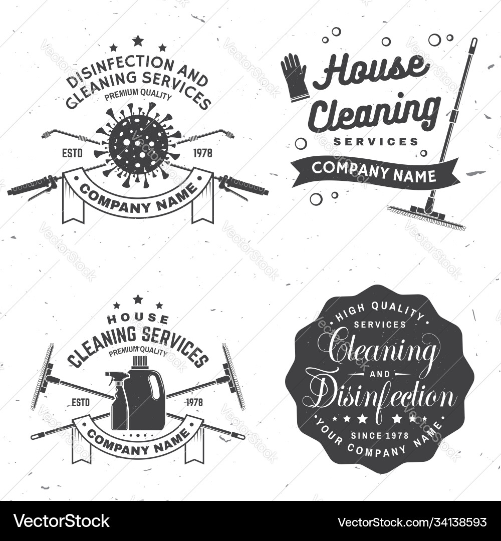 Set disinfection and cleaning services badge Vector Image