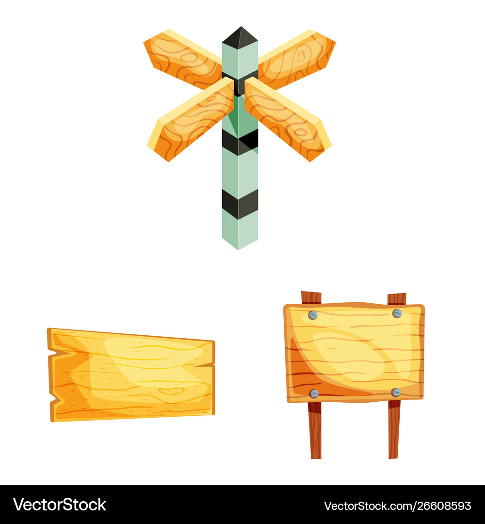 Signboard and wood symbol Royalty Free Vector Image