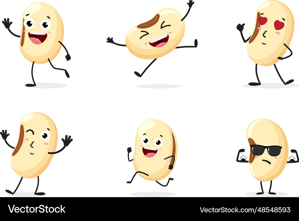 Soybean cute cartoon character set isolated Vector Image