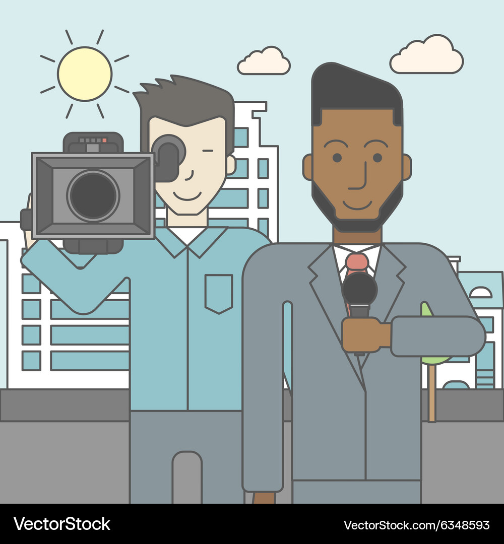 Tv report in the city Royalty Free Vector Image