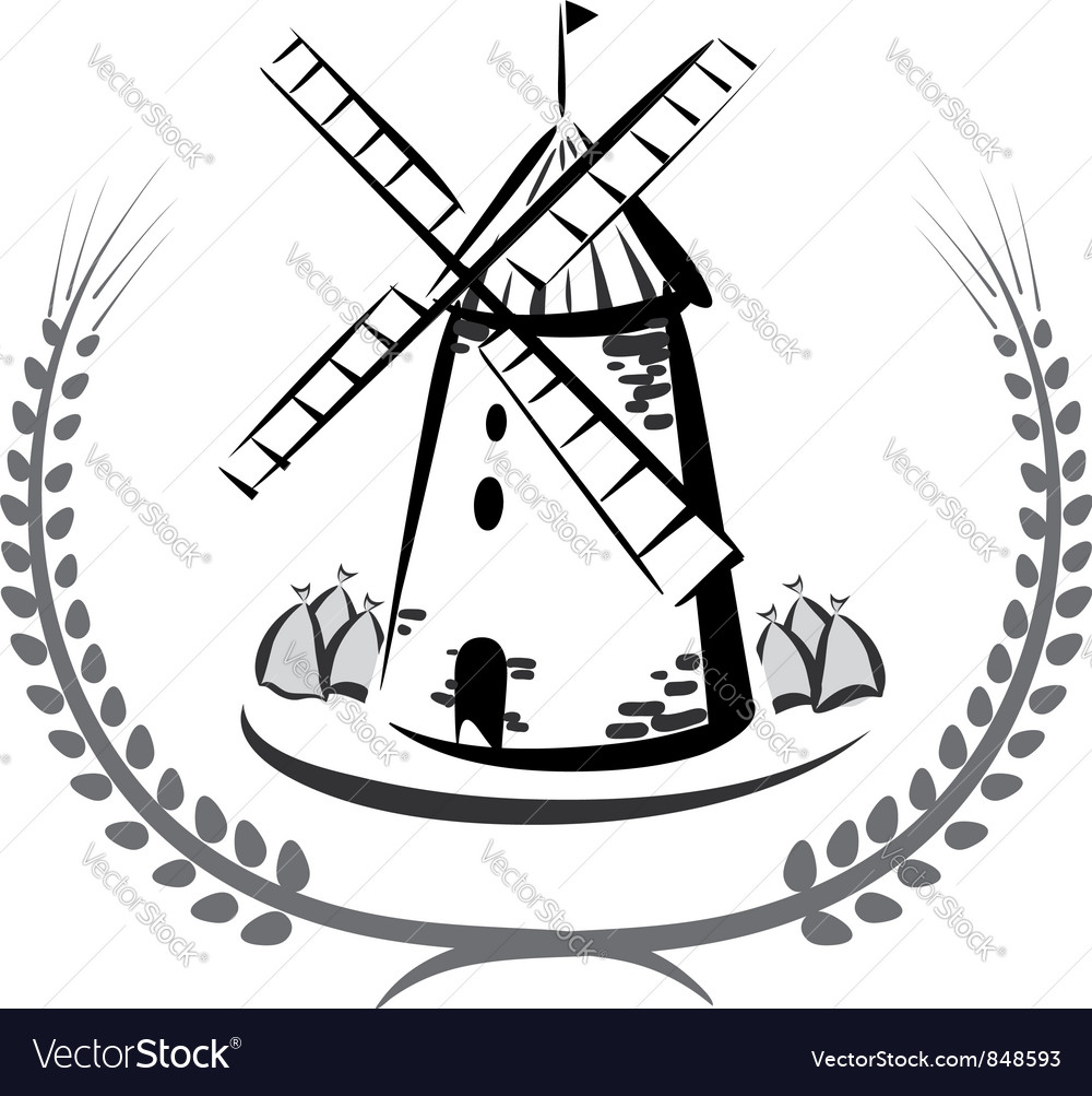 Wind mill emblem Royalty Free Vector Image - VectorStock
