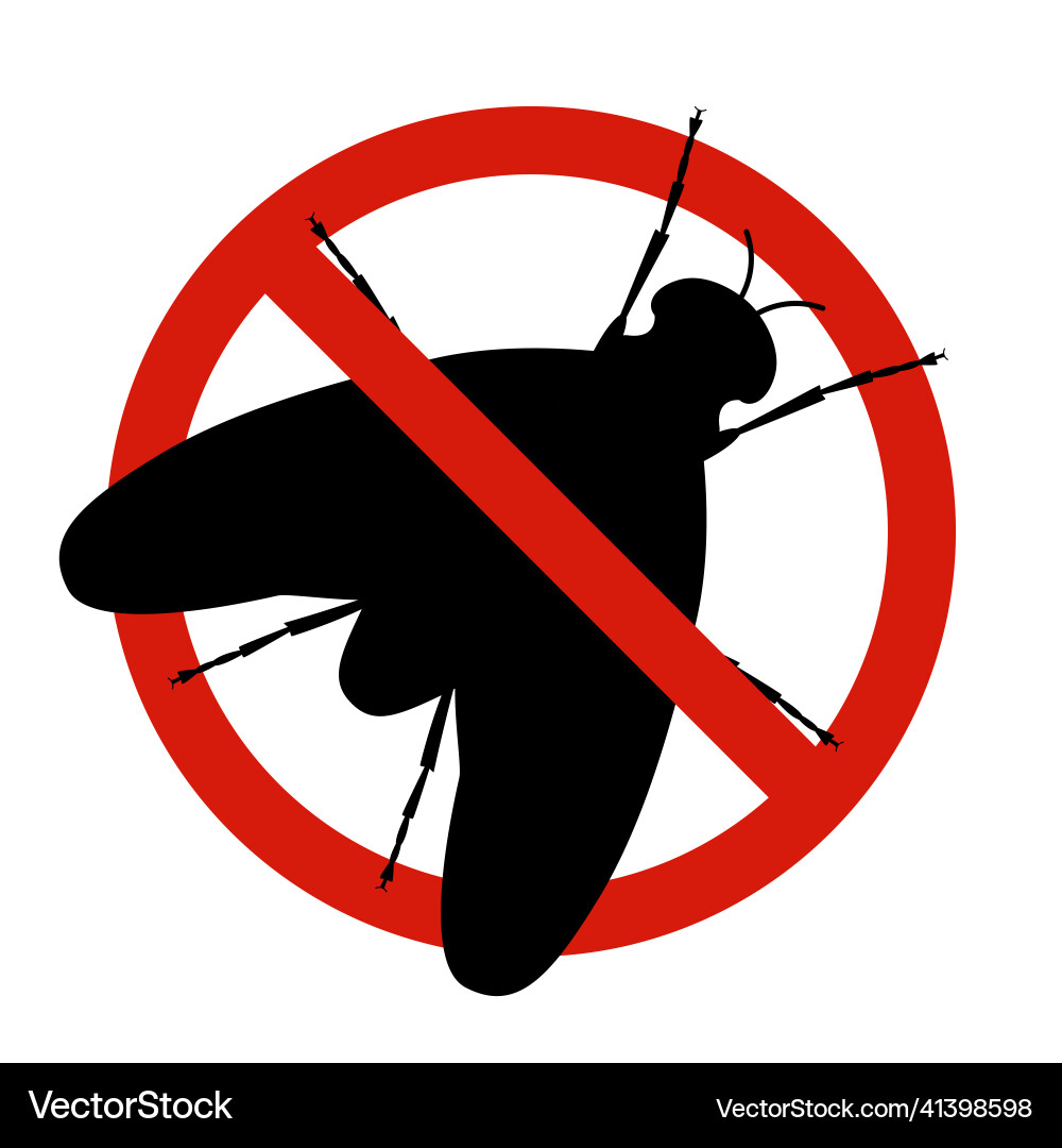 Anti fly pest control stop insects sign Royalty Free Vector