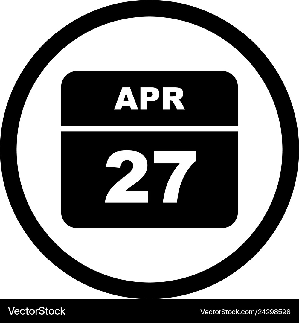 April 27th date on a single day calendar Vector Image