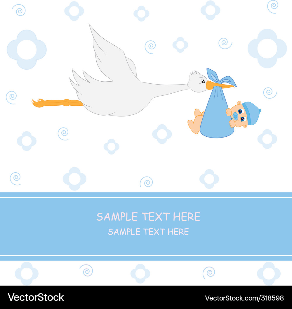 Baby Stork Delivery Announcement Royalty Free Vector Image