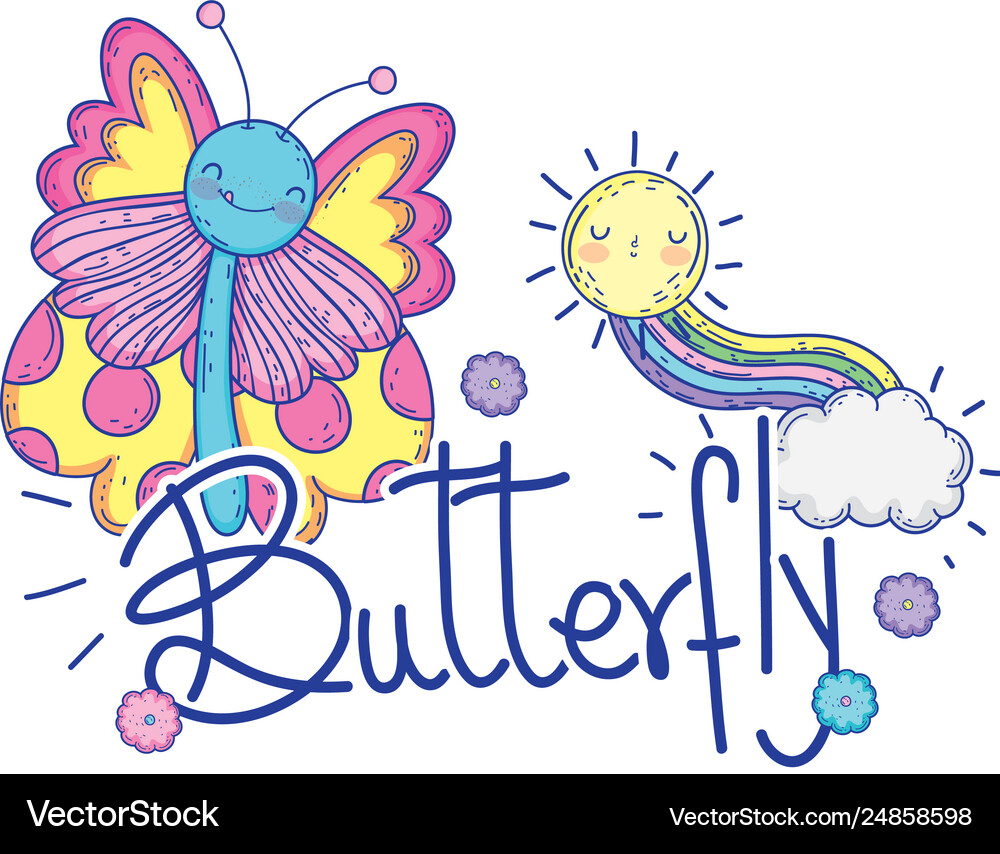 Beautiful butterfly with calligraphy character Vector Image