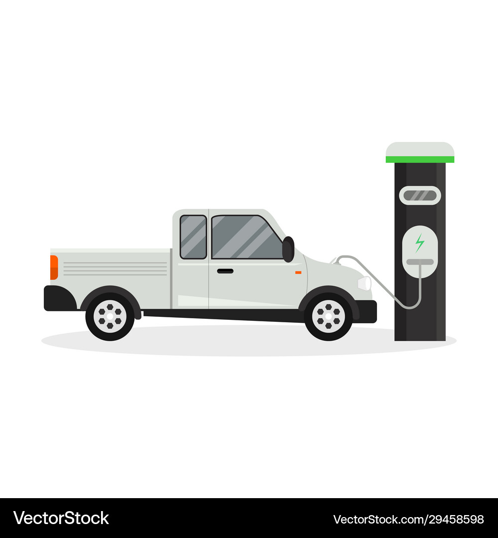 Cartoon electric car on a white Royalty Free Vector Image