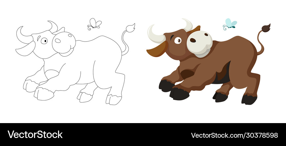 Cartoon style bull farm Royalty Free Vector Image