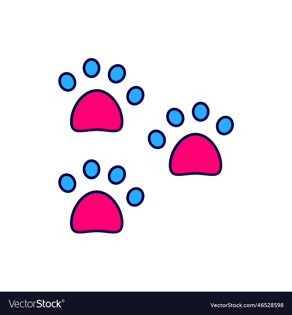 Filled Outline Paw Print Icon Isolated On White Vector Image