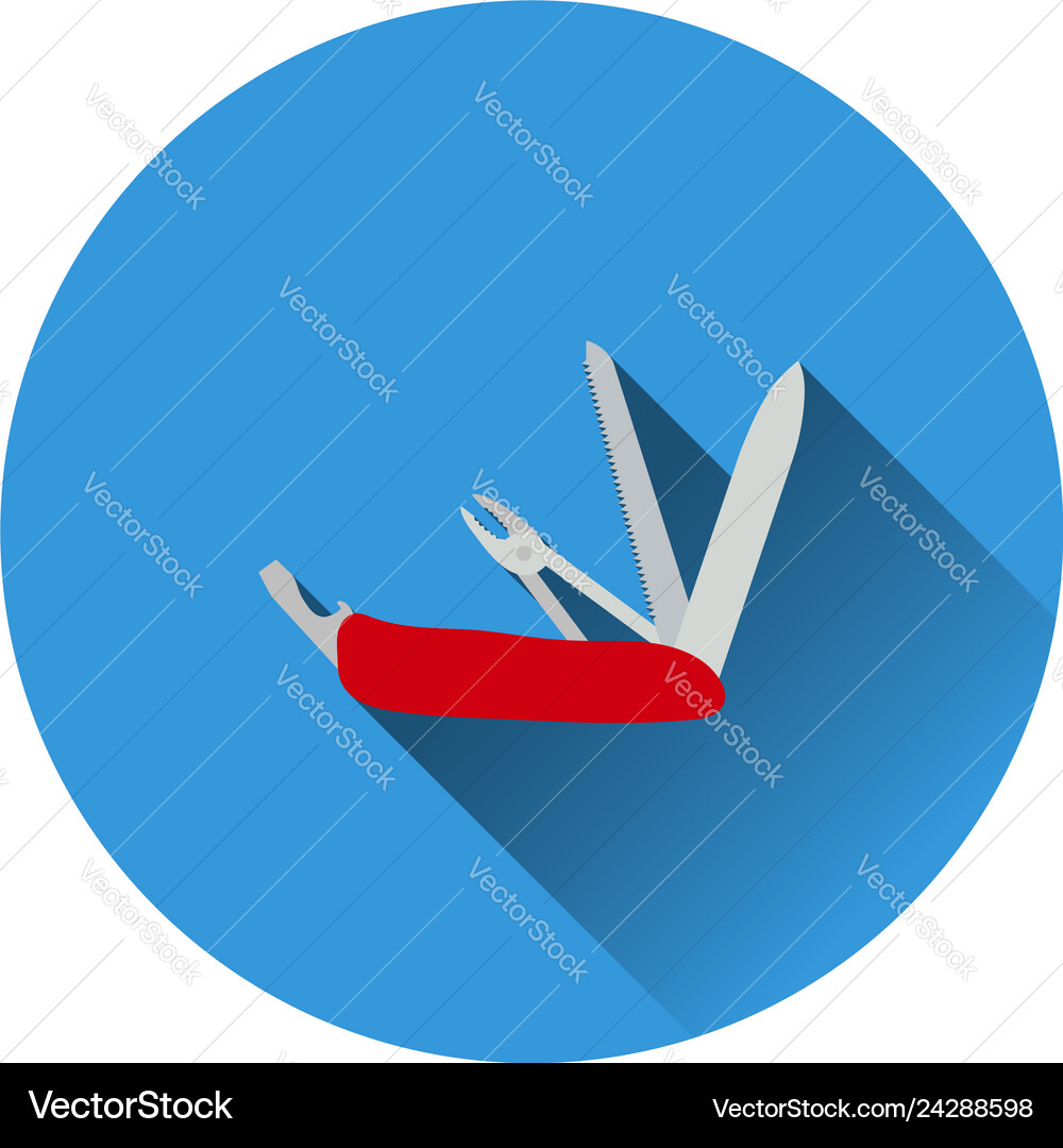 Flat design icon of folding penknife Royalty Free Vector