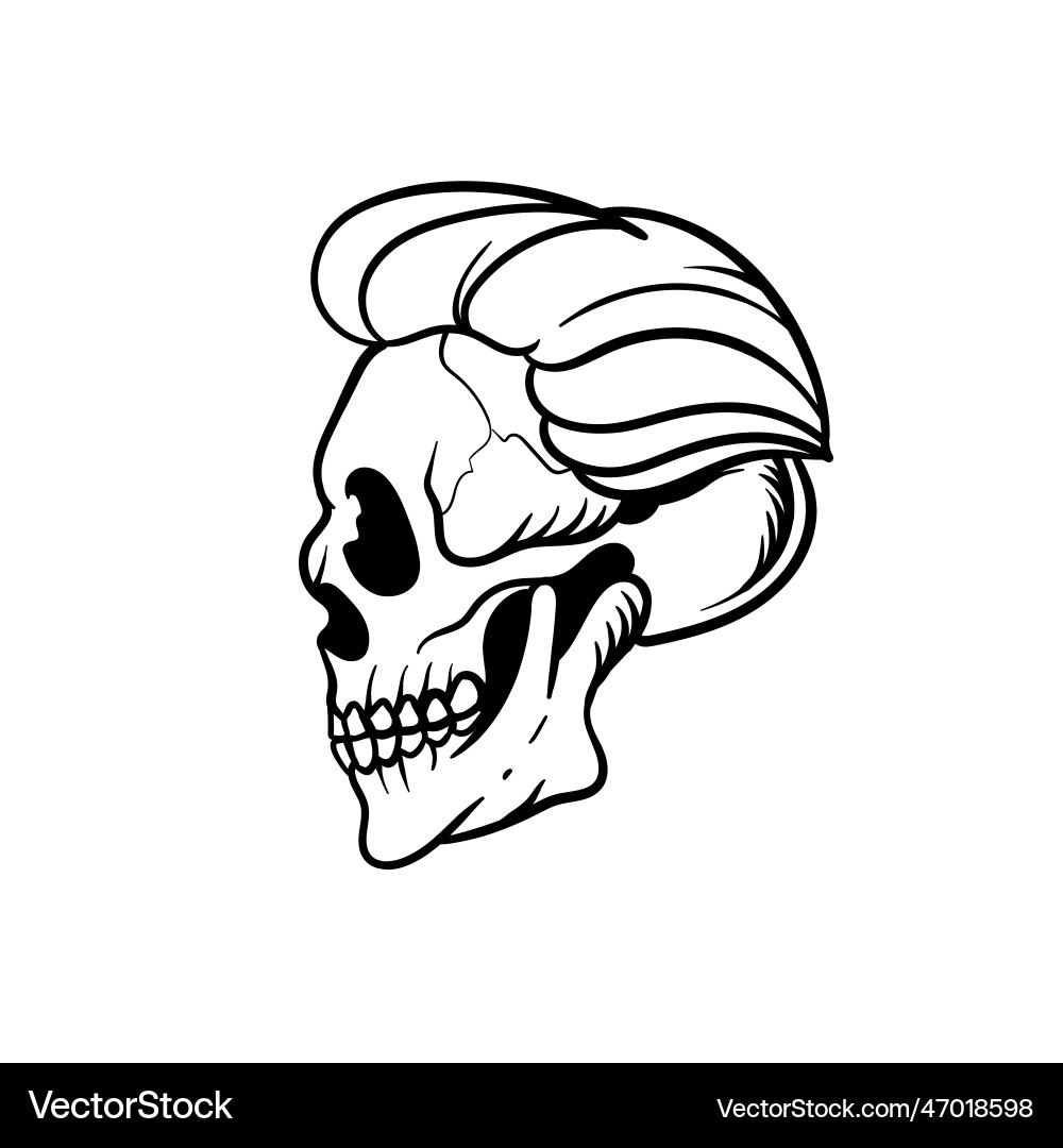 Hand drawn of skull head outline Royalty Free Vector Image