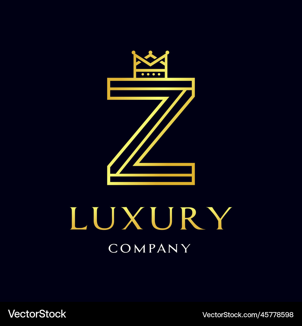 Letter z crown logo template design with gold Vector Image