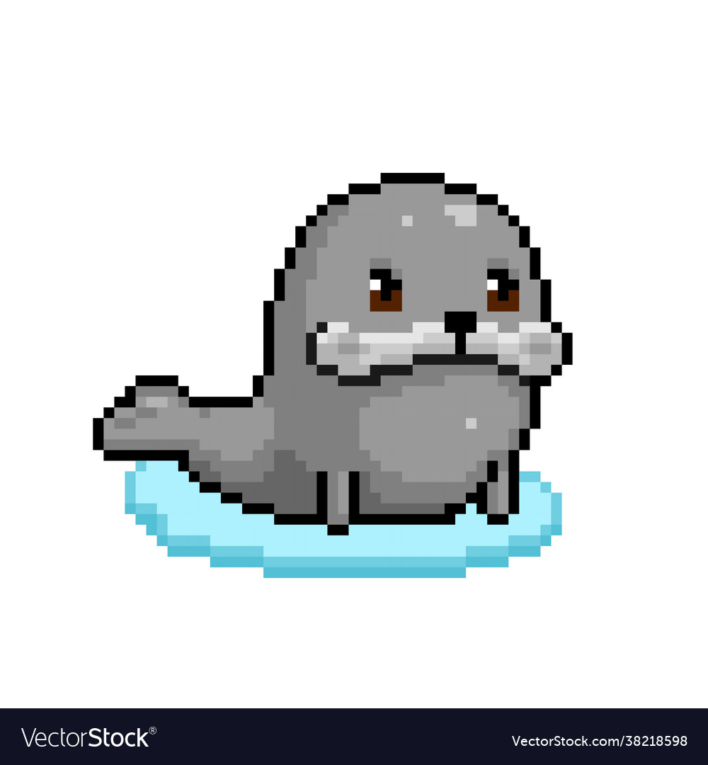 Pixel walrus image for 8 bit game assets Vector Image