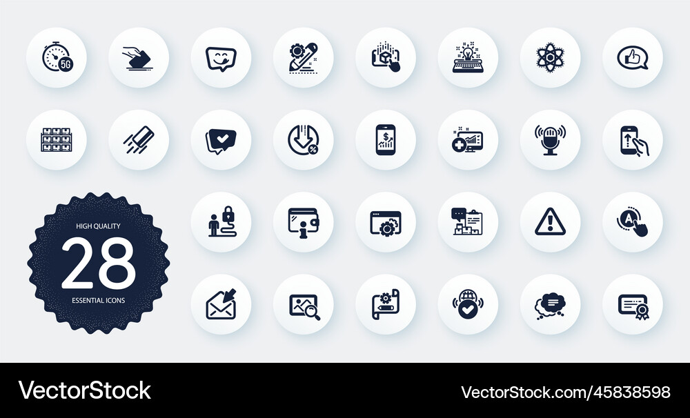 Set of technology icons such as typewriter Vector Image