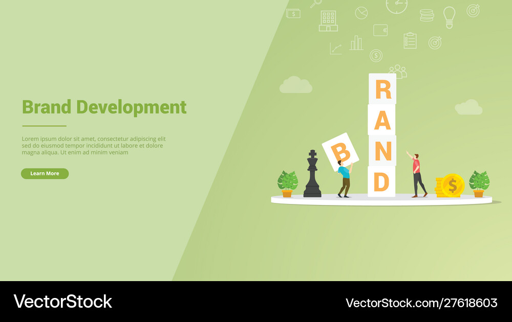 Brand development or branding marketing Royalty Free Vector
