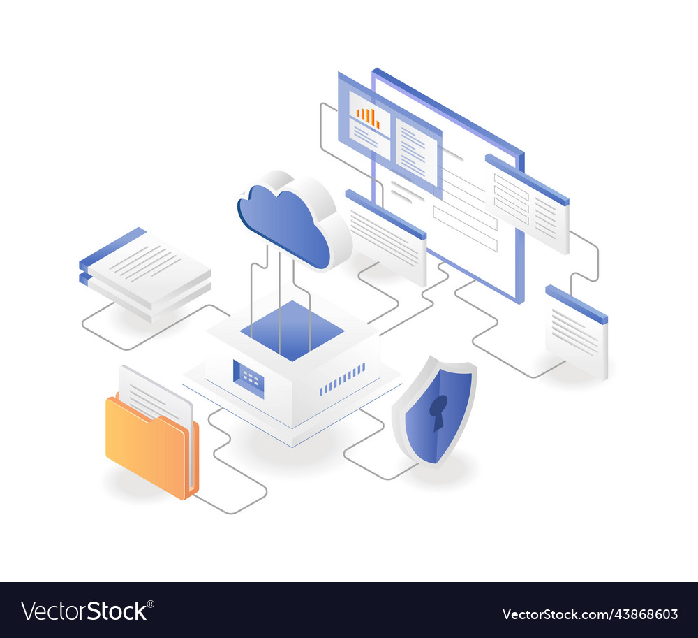 Data analytics cloud server Royalty Free Vector Image