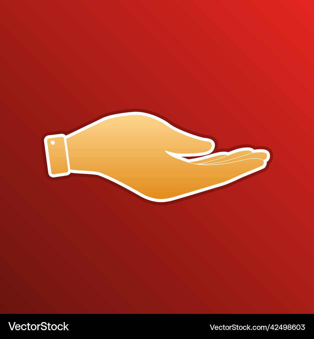 Hand sign golden gradient icon with contours Vector Image
