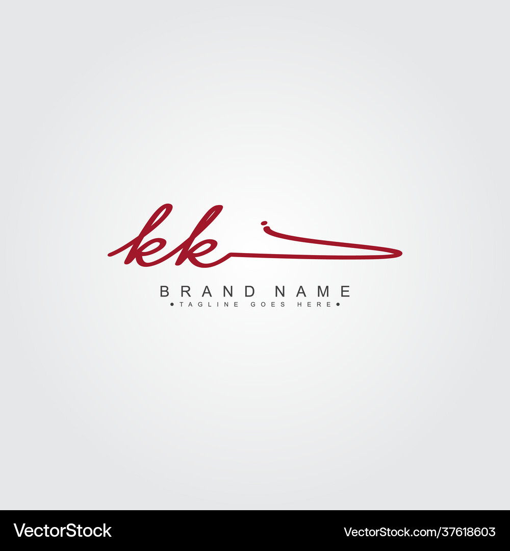 Initial letter kk logo - handwritten signature Vector Image
