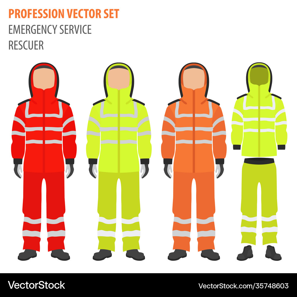 Profession and occupation set rescuers equipment Vector Image