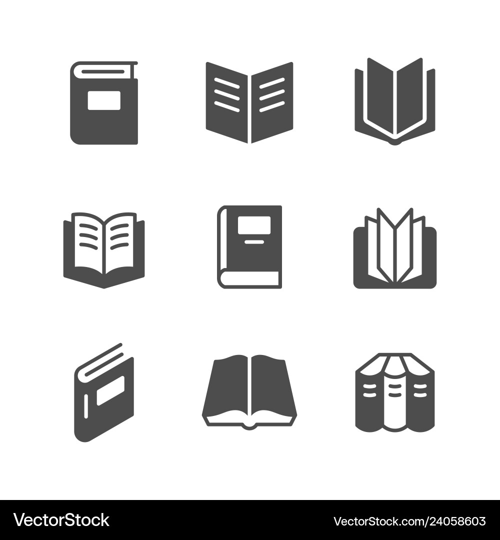 Set icons of book Royalty Free Vector Image - VectorStock