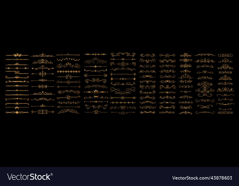 Set of golden vintage borders Royalty Free Vector Image