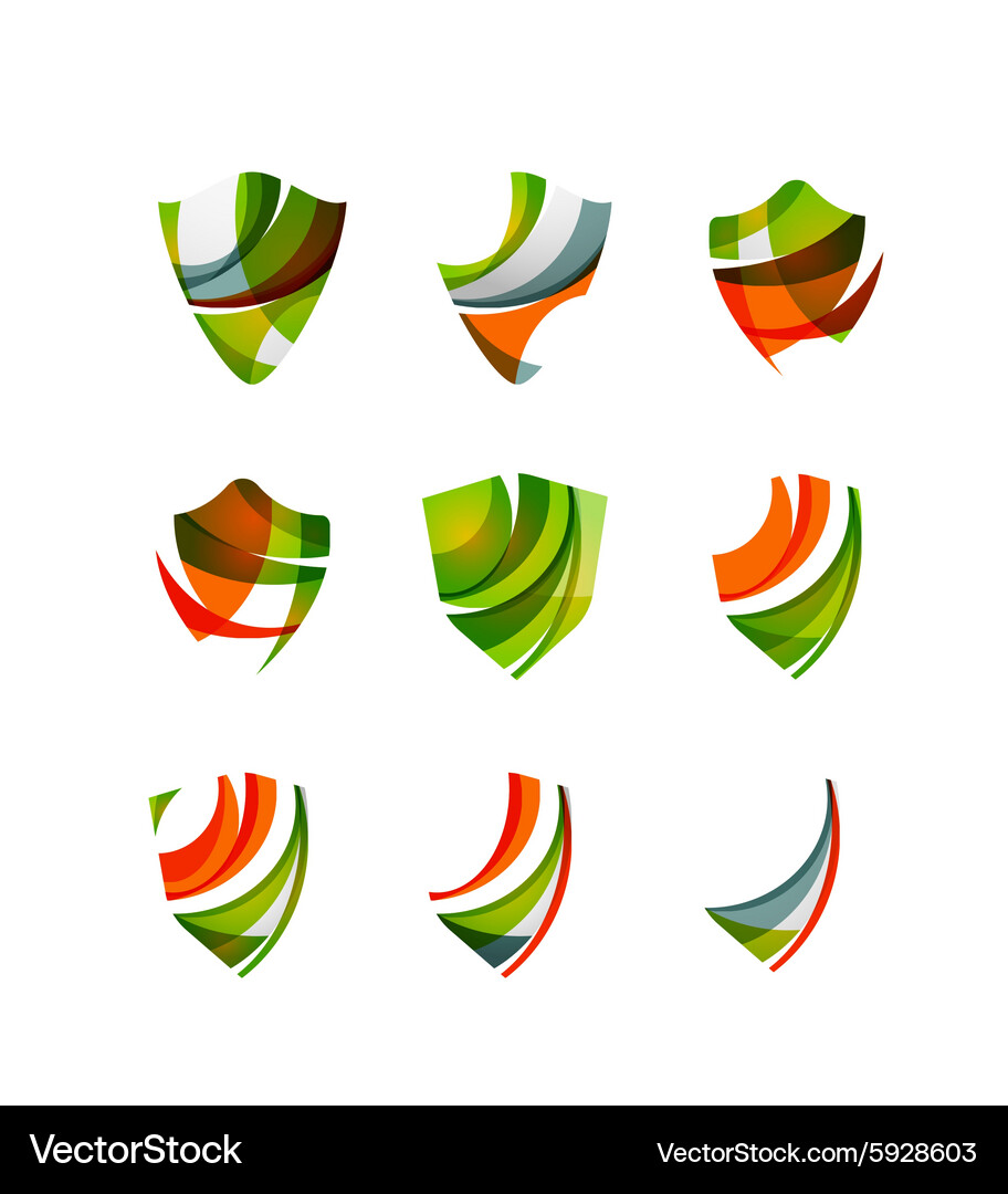 Set of protection shield logo concepts Royalty Free Vector