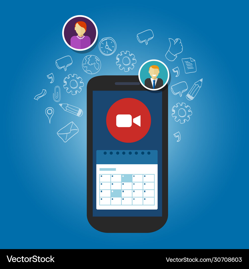 Video call schedule business meetings in Vector Image
